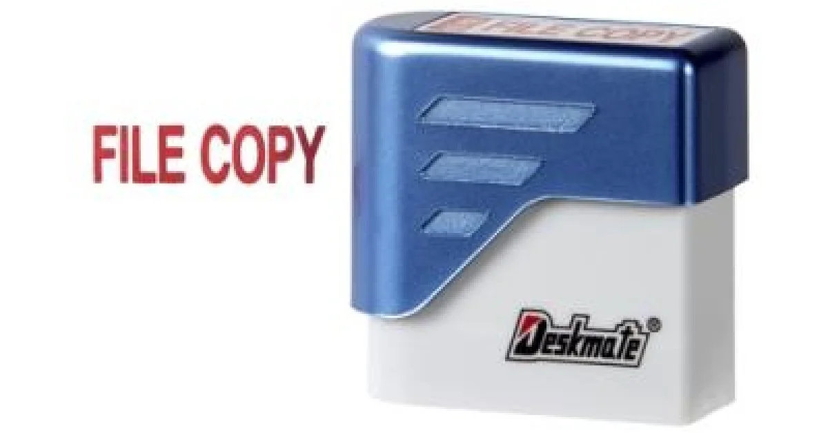 DESKMATE OFFICE STAMP FILE COPY RED
